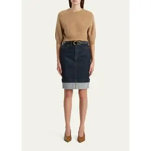 Khaite Lorelai Cropped Wool-cashmere Sweater - Midnight Navy