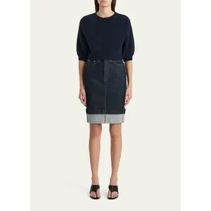 Khaite Lorelai Cropped Wool-cashmere Sweater - Midnight Navy