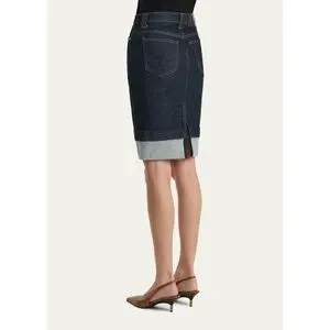 Khaite Kendra Cuffed Denim Skirt