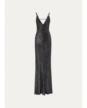 Missoni Plunging Degrade Sequin Knit Backless Maxi Dress