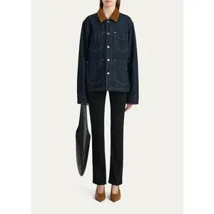 Khaite Wyatt Corduroy-collar Denim Jacket