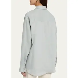 GOD'S TRUE CASHMERE Solid Linen Button-front Shirt