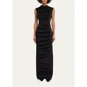 A.W.A.K.E. Mode Ruffled Bib Maxi Dress