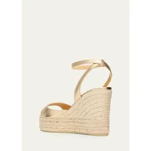 AGS X CASTANER 110mm Brook Metallic Leather Platform Espadrille Sandals