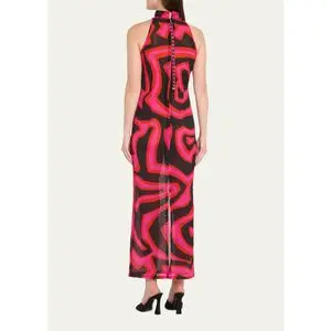Emilio Pucci Mock-neck Labirinto-print Mesh Maxi Dress