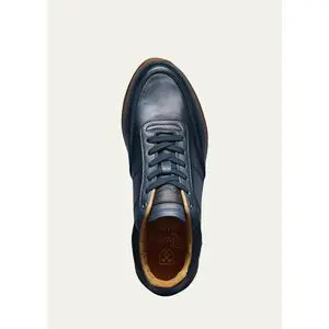 Allen Edmonds Brentwood Patina Leather Low-top Sneakers - Navy
