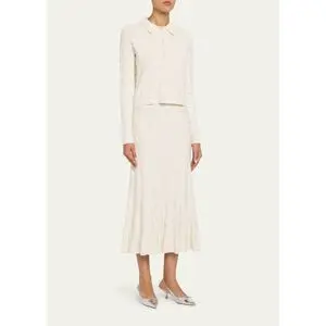 Lela Rose Pucker Dot Knit Midi Skirt