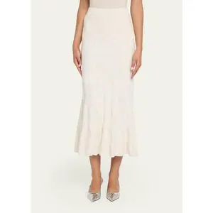 Lela Rose Pucker Dot Knit Midi Skirt
