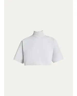 Alaïa Turtleneck Short-sleeve Crop T-shirt - Gris Perle