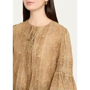 Kobi Halperin Joey Floral Flare-sleeve Blouse - Ecru Multi