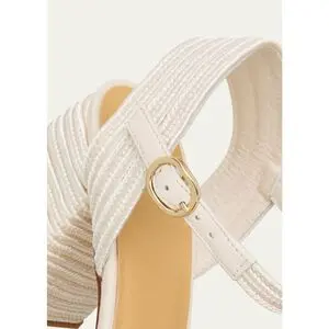 CastaÑer Valle Metallic Raffia Platform Sandals - Blanco