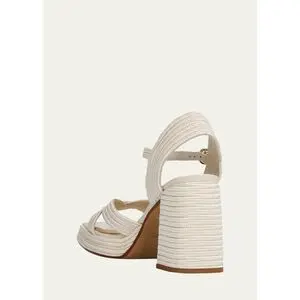 CastaÑer Valle Metallic Raffia Platform Sandals - Blanco