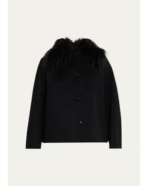 Loulou De Saison Rafe Faux Fur Collared Wool-cashmere Jacket
