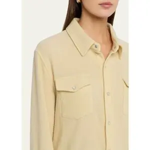 GOD'S TRUE CASHMERE Solid Cashmere Button-front Shirt