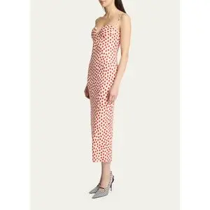 Alaïa Polka-dot Bustier Midi Column Dress