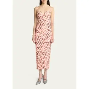 Alaïa Polka-dot Bustier Midi Column Dress