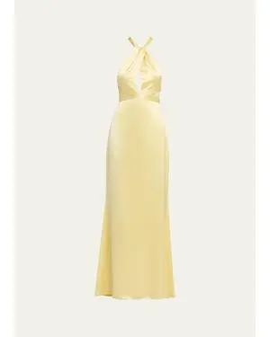 Retrofete Magnolia Satin Halter Dress