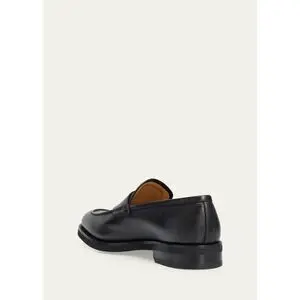 FERRAGAMO Hammered Leather Penny Loafers