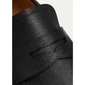 FERRAGAMO Hammered Leather Penny Loafers