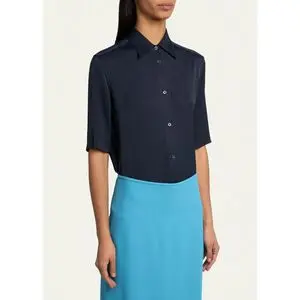 JIL SANDER Short-sleeve Viscose Button-down Shirt