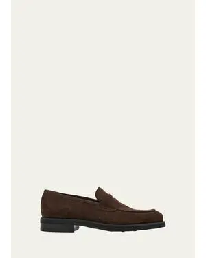 FERRAGAMO Stefano Scratch-resistant Suede Penny Loafers