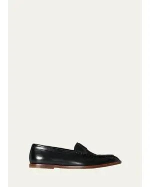 THE ROW Calfskin Leather Loafers - Black