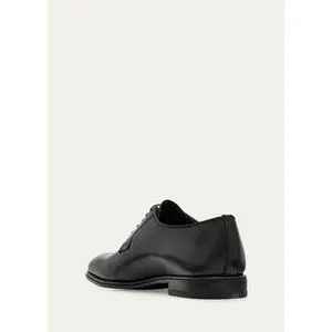 FERRAGAMO Stefano Almond-toe Leather Derby Shoes