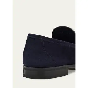 FERRAGAMO Grandioso Suede Gancio-bit Loafers - Navy