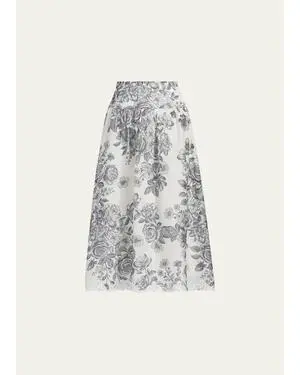 Kobi Halperin Lidia Floral-print Midi Skirt - Ivory Multi