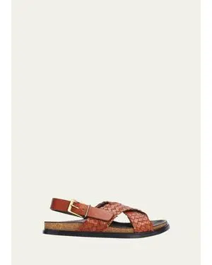 THE ROW Woven Leather Buckle Sandals