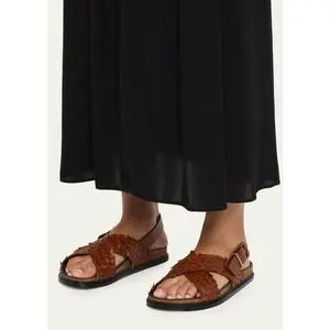 THE ROW Woven Leather Buckle Sandals