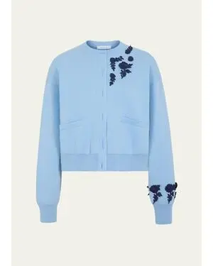 Rabanne Floral Embroidered Crewneck Cardigan