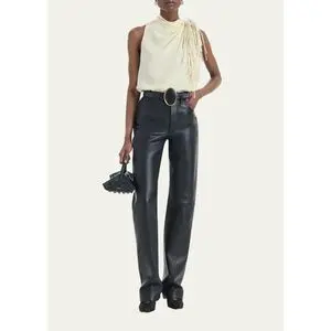 Altuzarra Alden Silk Fringe Top - Macadamia