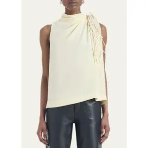 Altuzarra Alden Silk Fringe Top - Macadamia