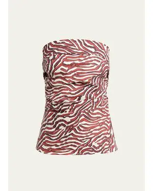 Proenza Schouler White Label Maisy Strapless Ruched Top In Poplin Rust/cream