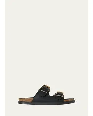 THE ROW Leather Dual-buckle Slide Sandals