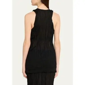 TOTEME Crinkled Knit Tank Top - Black