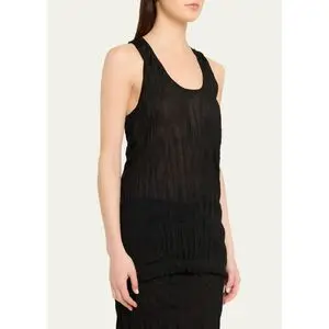 TOTEME Crinkled Knit Tank Top - Black