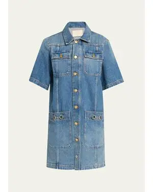 Ulla Johnson Painters Denim Mini Shirtdress