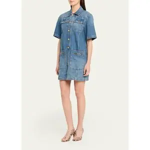 Ulla Johnson Painters Denim Mini Shirtdress