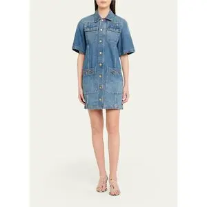 Ulla Johnson Painters Denim Mini Shirtdress