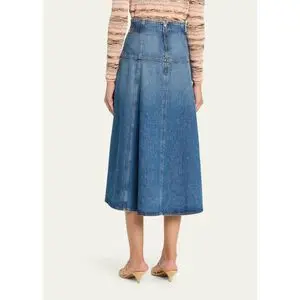 Ulla Johnson Brigette Denim Midi Skirt - Danube