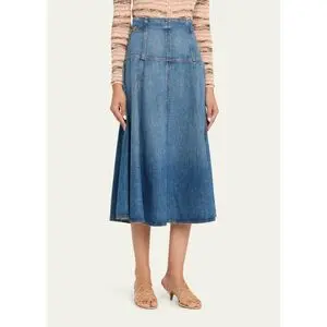 Ulla Johnson Brigette Denim Midi Skirt - Danube