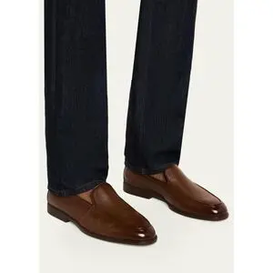 Santoni Malibu Grained Leather Rubber-sole Loafers