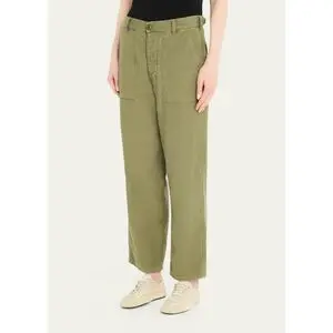 NILI LOTAN Earl Cotton Straight-leg Ankle Pants - Olive