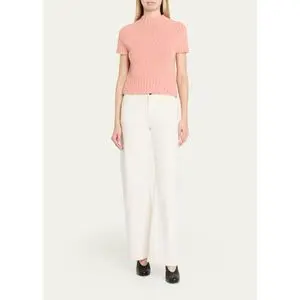 3.1 Phillip Lim Chunky Marled Knit Short-sleeved Mock-neck Sweater