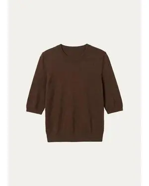 Officine Générale Crewneck Wool-silk Sweater - Coffee