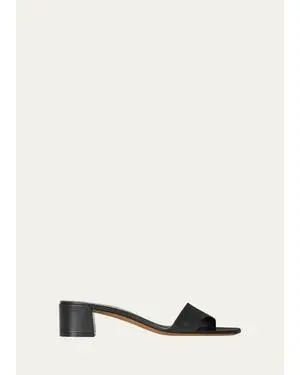 THE ROW Leather Mule Sandals - Black