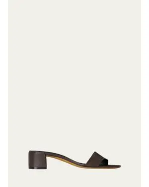 THE ROW Leather Mule Sandals - Brown
