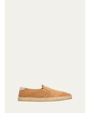 Brunello Cucinelli Suede Slip-on Espadrilles Tan